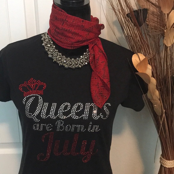 Tops | Queens Are Born In July Rhinestone Tshirt | Poshmark